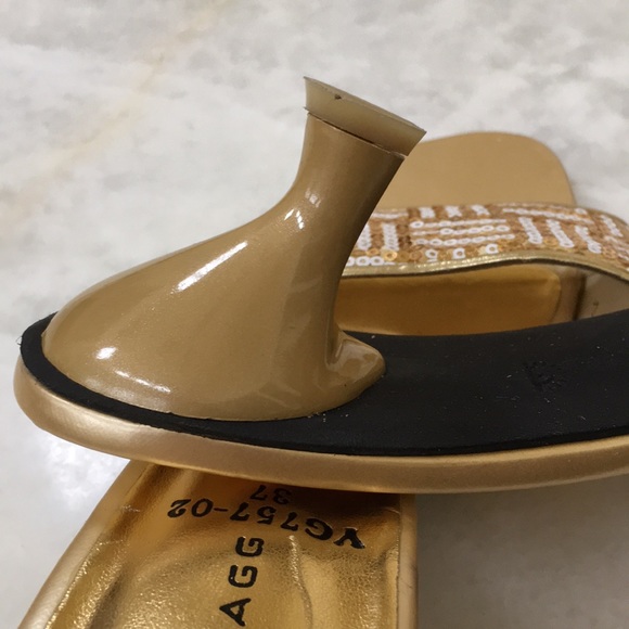 Udom Agg | Shoes | Udom Agg Gold White Sequin Slip On | Poshmark